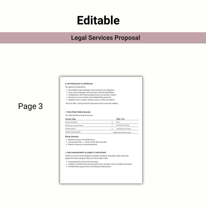Editable Legal Services Proposal, Client Proposal, Small Business Legal ...
