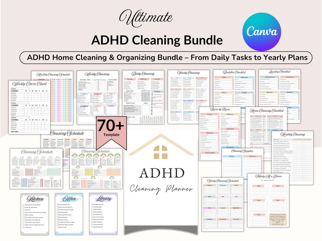 ADHD Cleaning Planner Bundle, ADHD Home Organization, Master Cleaning ...