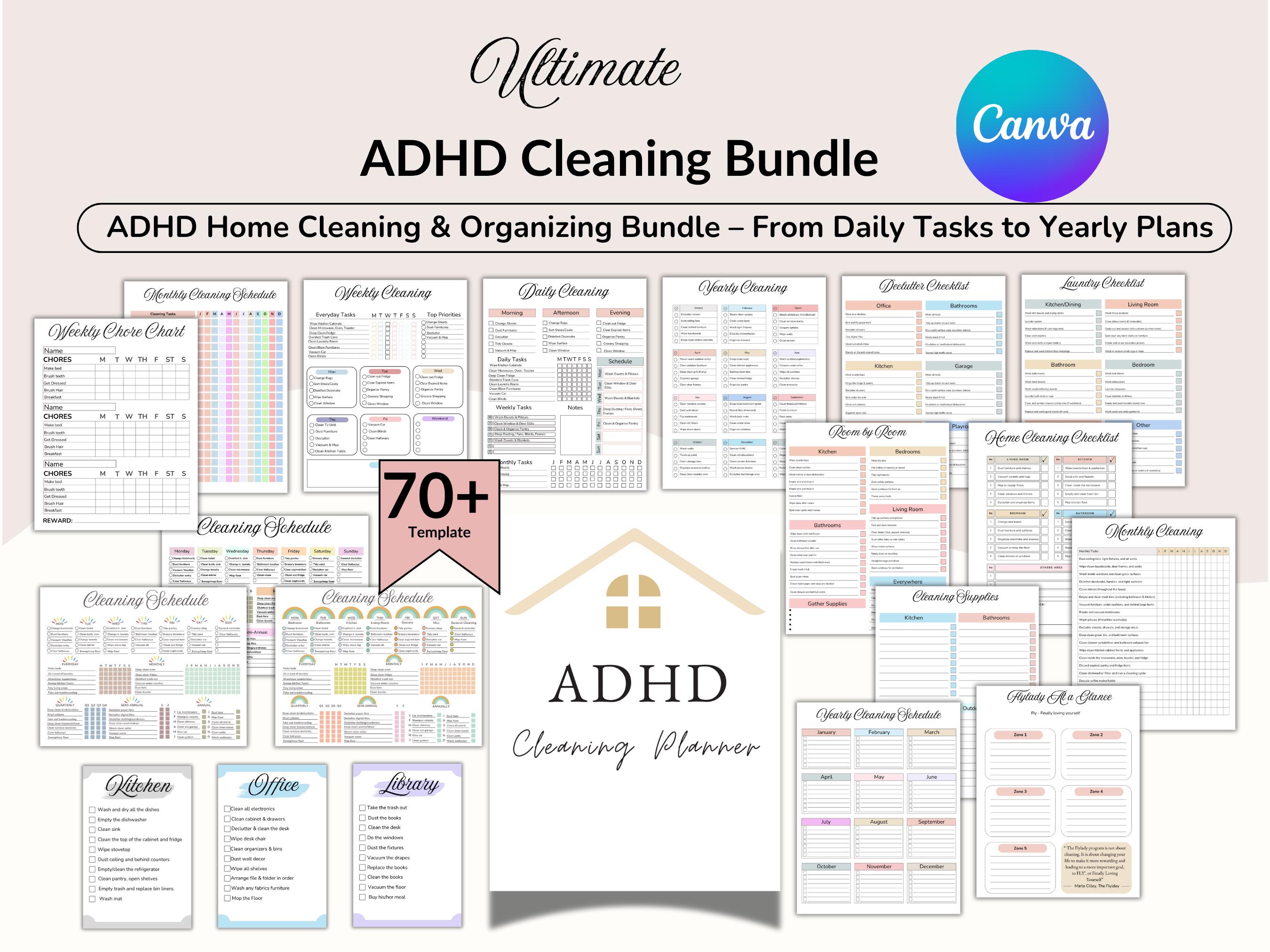 ADHD Cleaning Planner Bundle, ADHD Home Organization, Master Cleaning ...