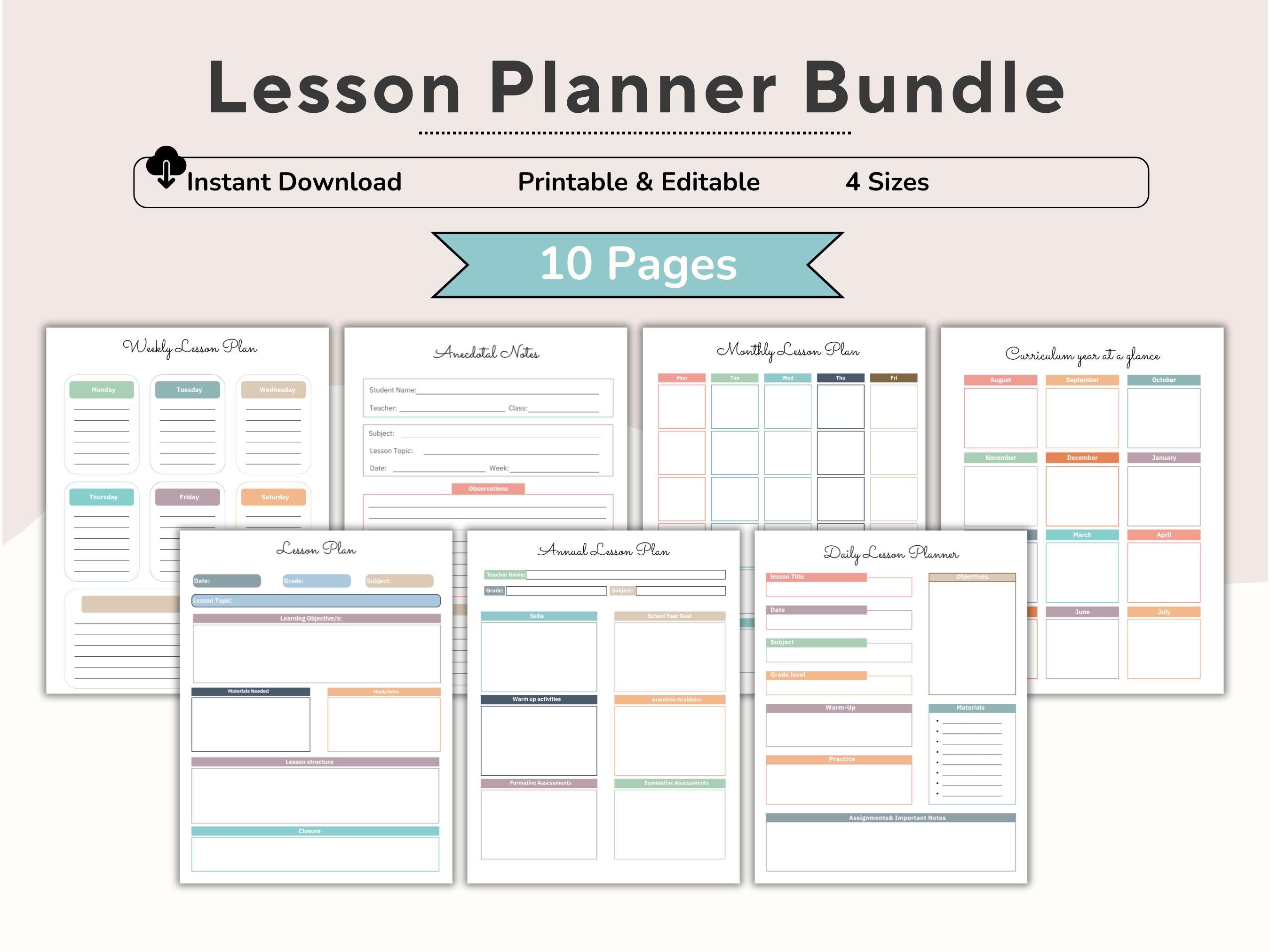 Lesson Planner Bundle, Weekly Lesson Plan, Teacher Lesson Planner ...