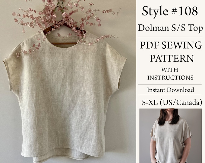 PDF Sewing Pattern, Linen Top, Sewing Pattern, Digital Download, Style ...