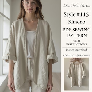 Kimono Pattern, PDF Sewing Pattern, Digital Download Pattern, Style#115 ...