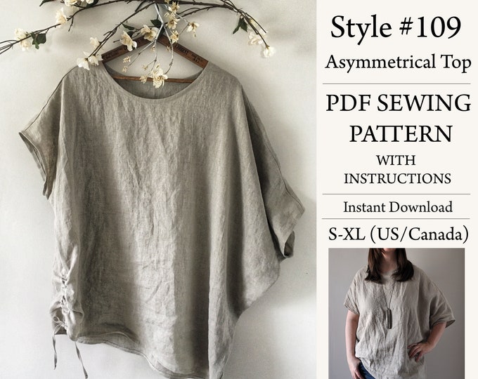 PDF Sewing Pattern, Linen Top, Sewing Pattern, Digital Download, Style ...