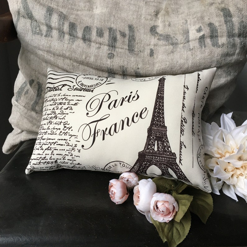 Paris French script pillow French home decor Pillow Paris | Etsy