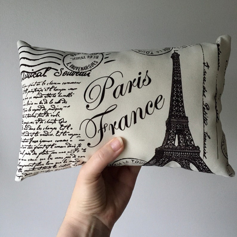 Paris French script pillow French home decor Pillow Paris | Etsy