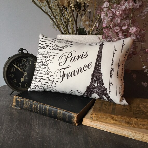 Paris French script pillow French home decor Pillow Paris | Etsy