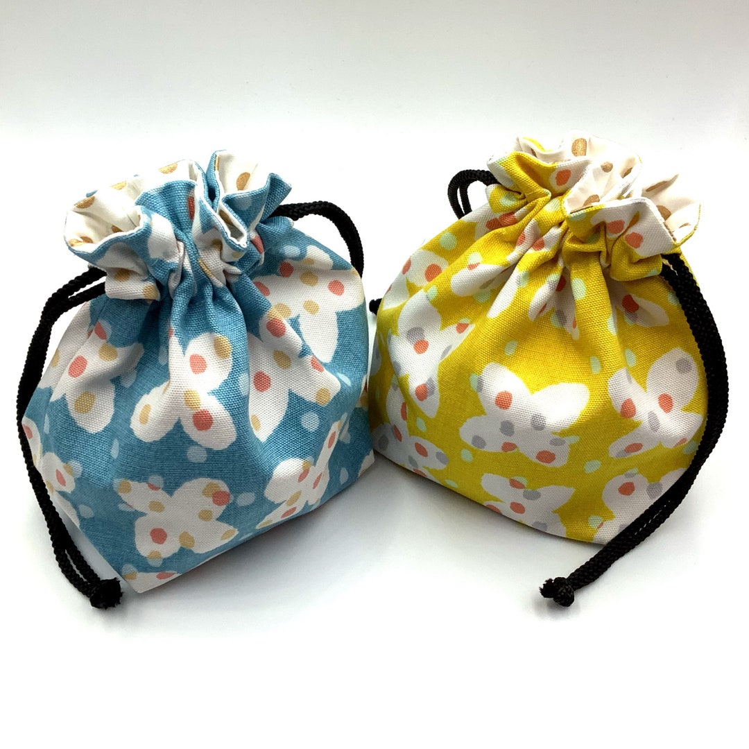 Floral print Japanese cotton drawstring bag - Etsy 日本