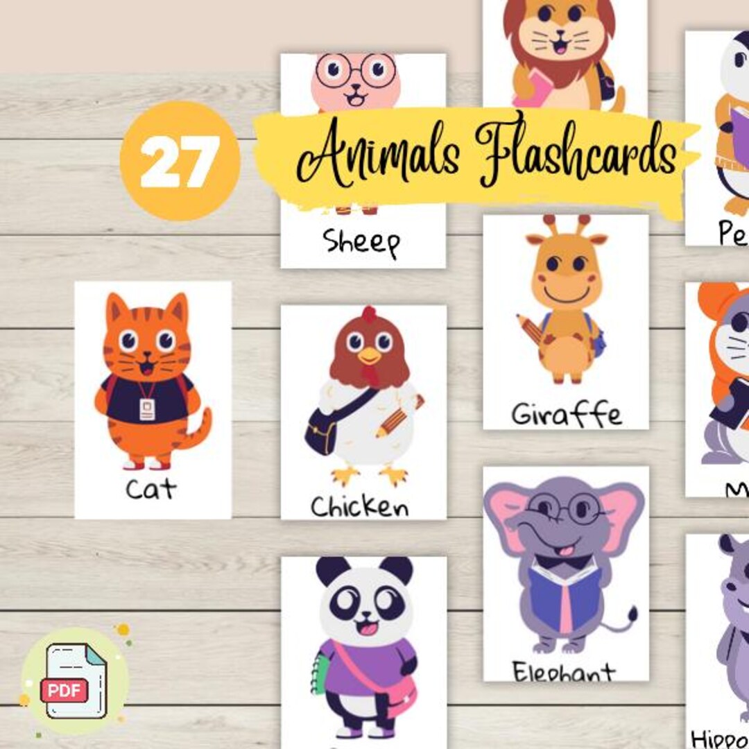 Animals Flashcards, Printable Flashcards, Preschool Flashcards, Baby ...