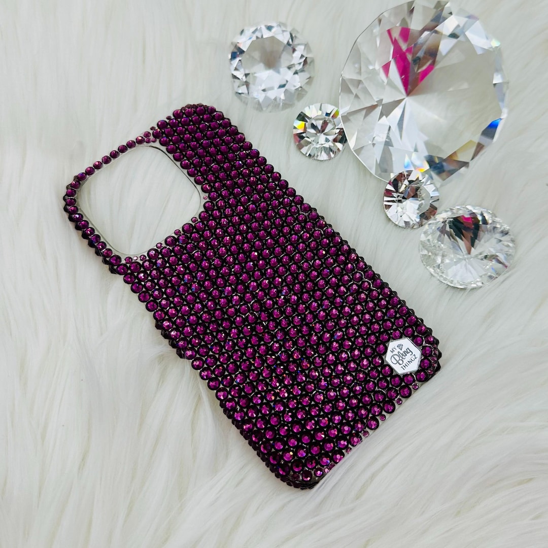 Deep Purple Amethyst Crystal Diamond Rhinestone BLING Back Case Made W ...