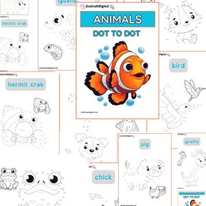 Animals Dot to Dot Coloring Book - Etsy