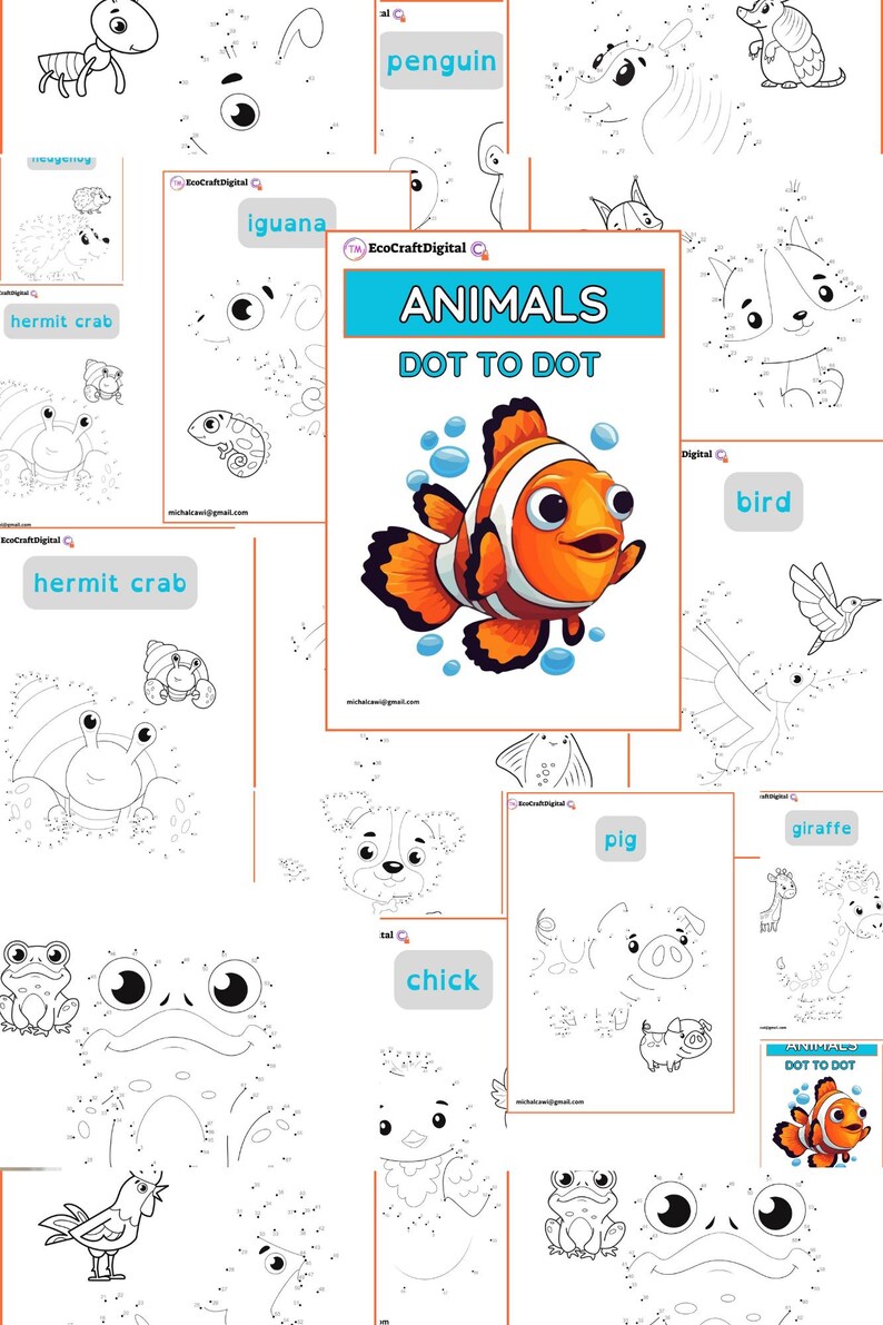 Animals Dot to Dot Coloring Book - Etsy