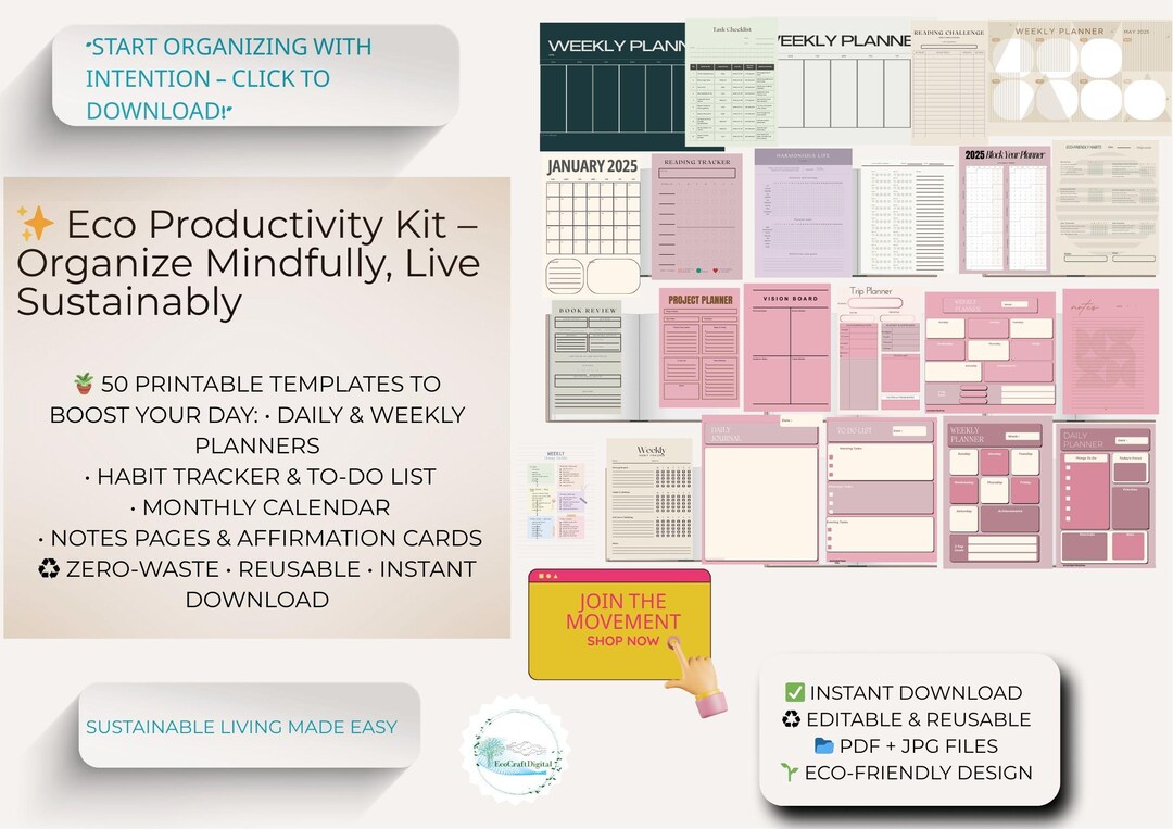Printable Organizers Planning Templates Daily and Monthly Productivity ...