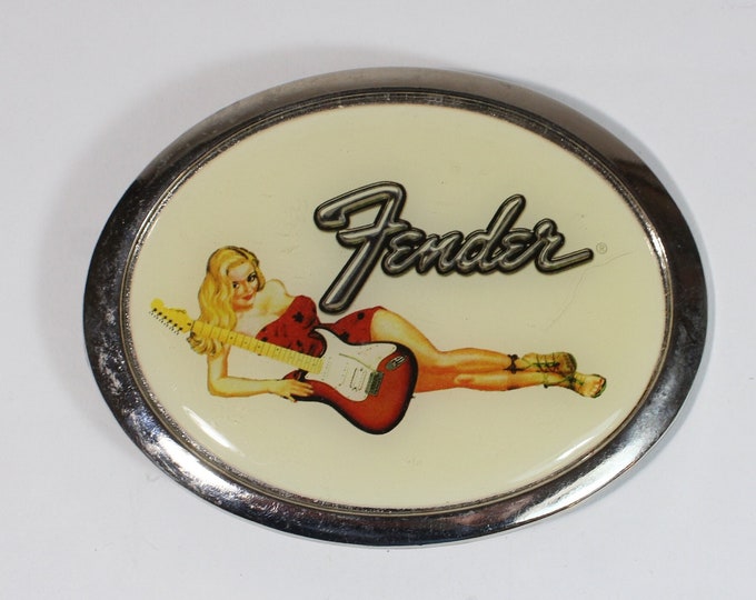 Fender Guitar Pinup Girl Deco Belt Buckle. Vintage. Metal Buckle With ...
