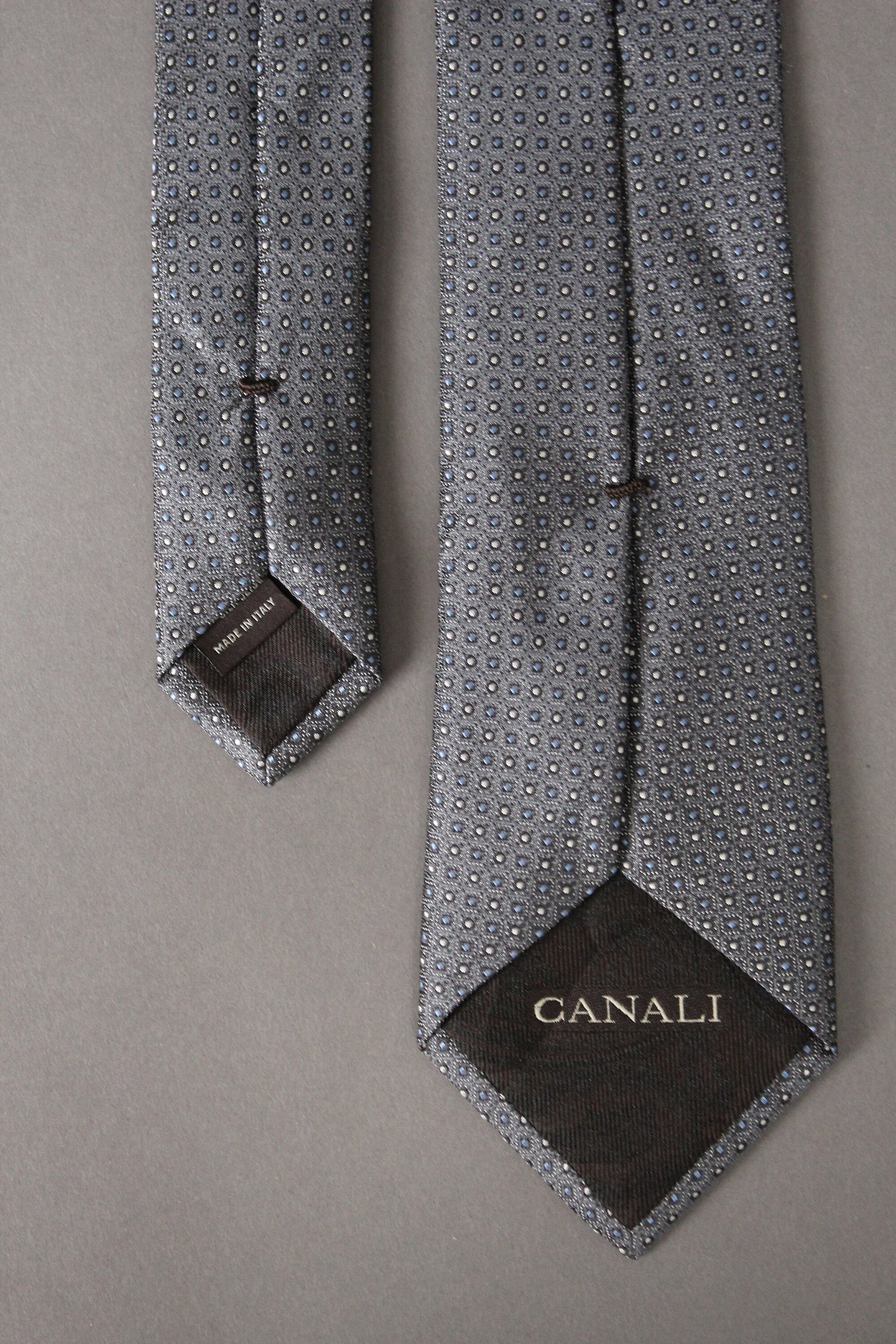 Canali Italian Dress Tie. Vintage. Gray White Blue Modern Dot | Etsy
