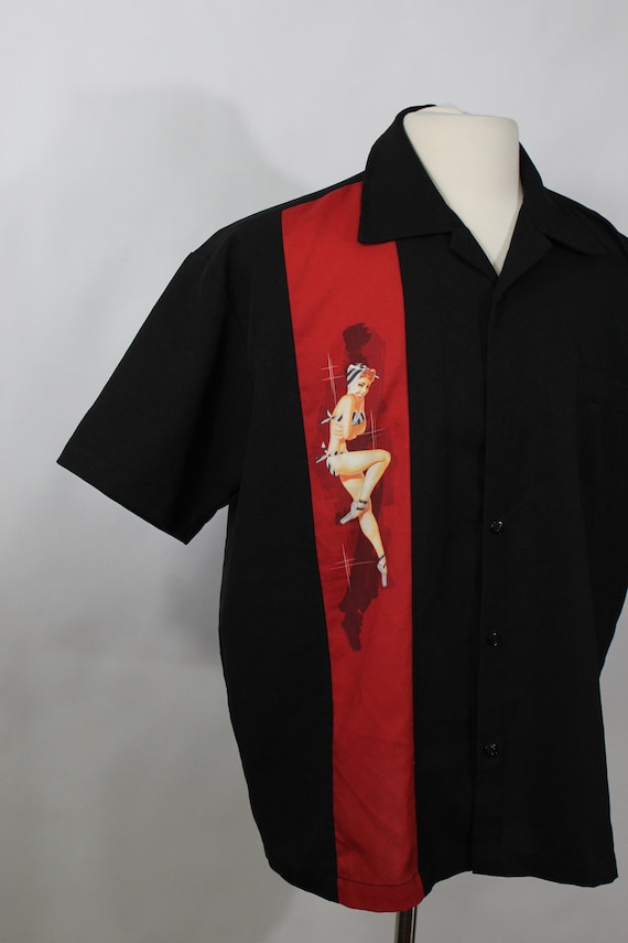 Mens Pin Up Girl Shirt. Bad Boy Shirt. Vintage. Black… - Gem