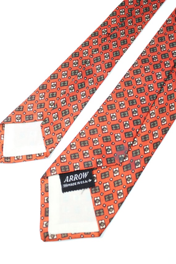 1940s 50s Diamond Pattern Design Silk Dress Tie. Red … - Gem