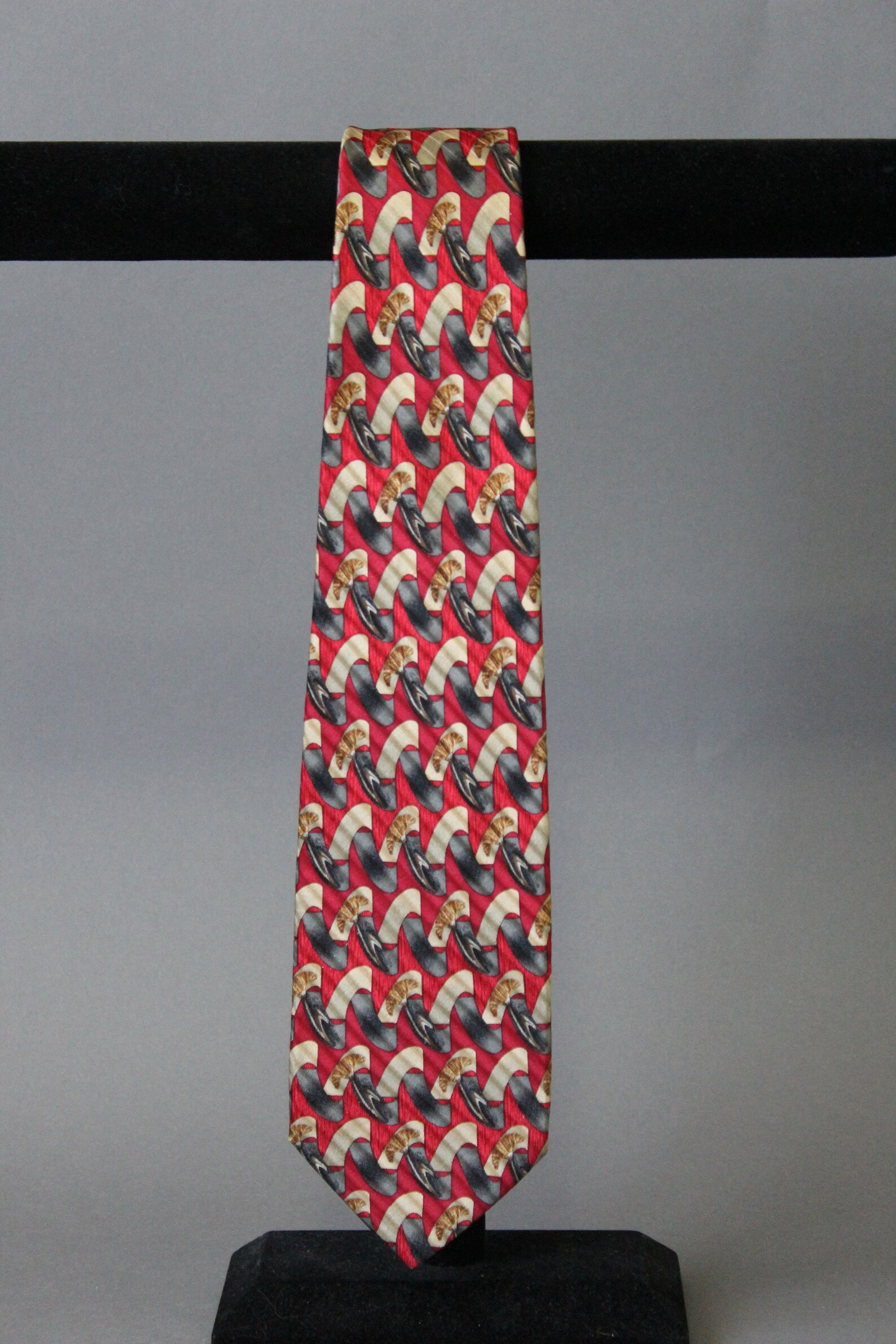 Art Deco Style Tie. Red Gray Gold Pattern Tie. Silk Tie. | Etsy