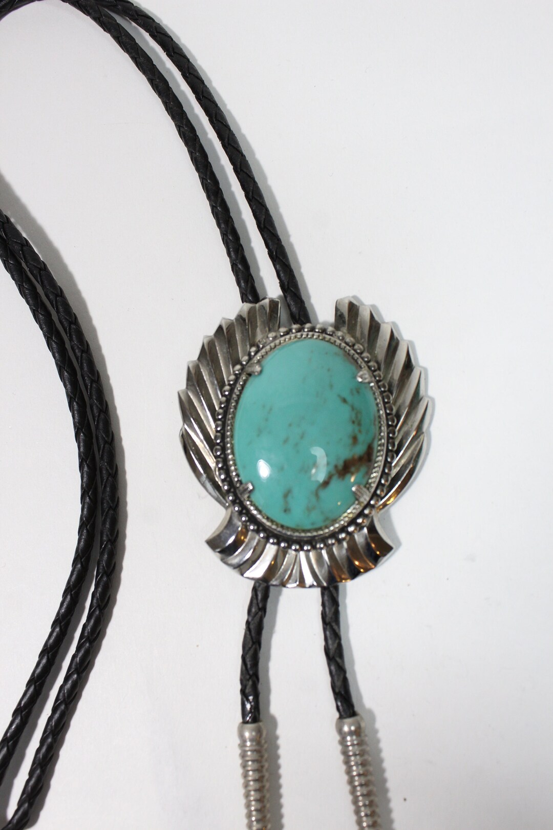 Vintage Bolo Tie. Western Style Imitation Turquoise With Filigree Metal ...