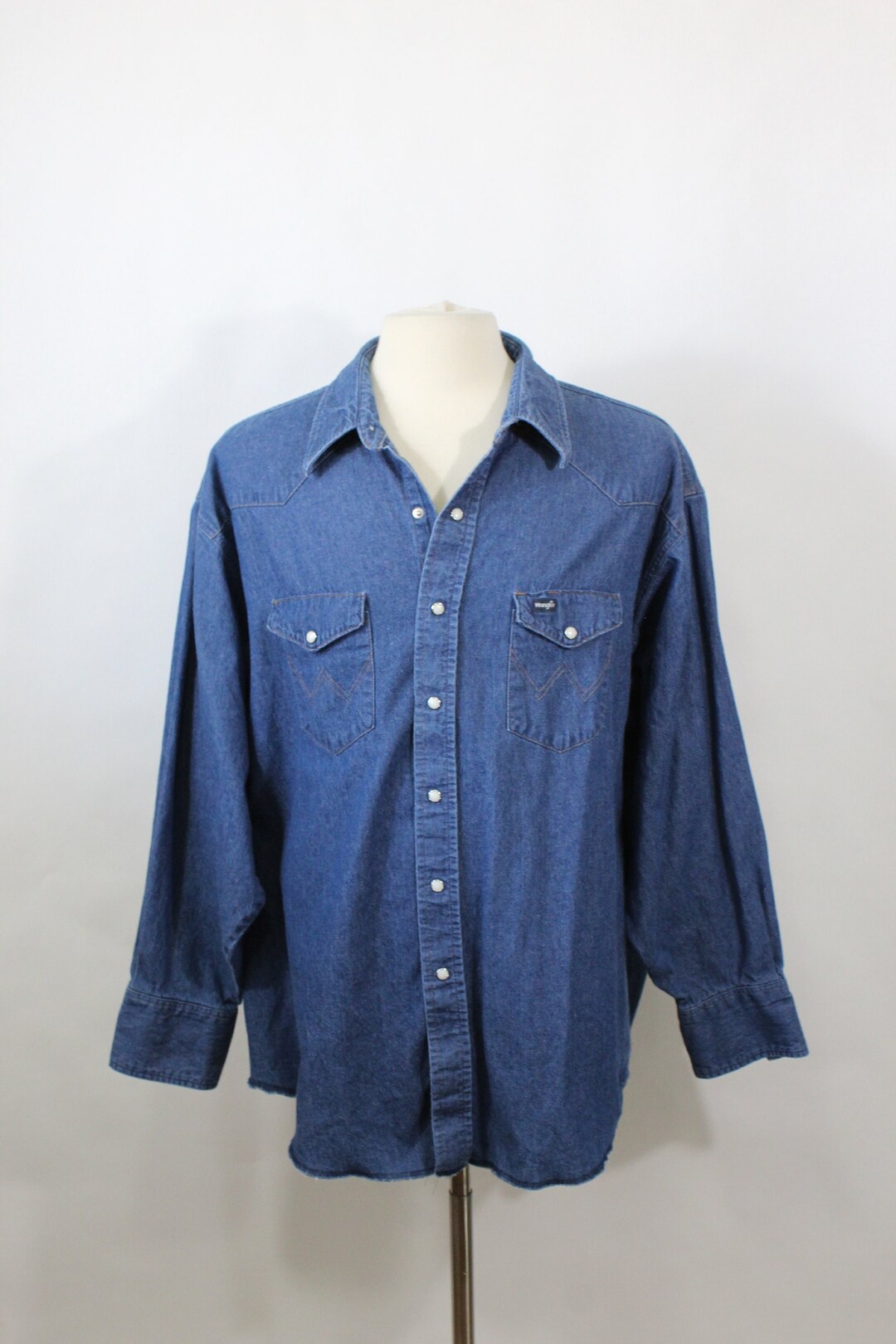 90's Wrangler Blue Denim Western Shirt. Snap Button. Vintage. Cowboy ...