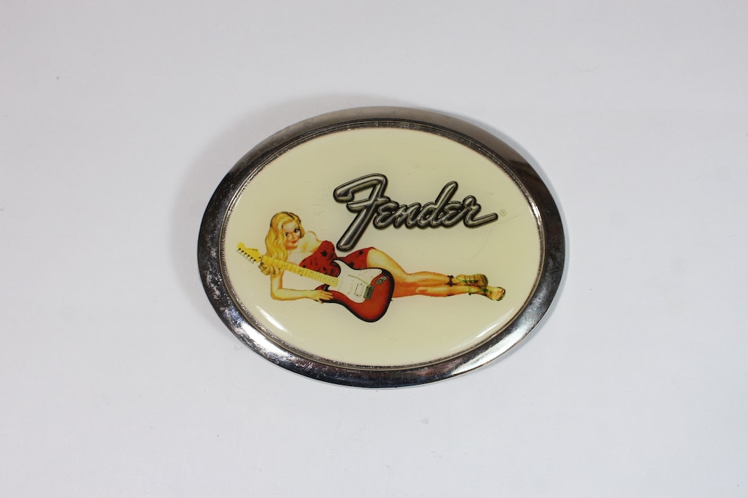 Fender Guitar Pinup Girl Deco Belt Buckle. Vintage. Metal Buckle With ...