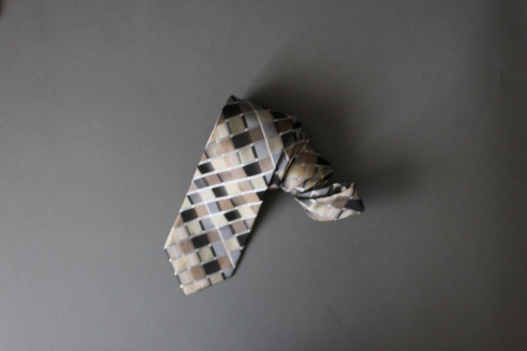 Mens Diamond Pattern Tie. Black Gold Silver Gray. Silk Tie. Vintage - Etsy