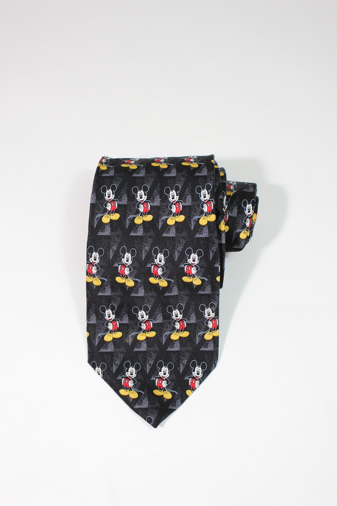 Mickey Mouse Disney Pattern Tie. Vintage. Black Tie With Red White Gold ...