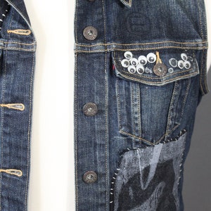 Vintage PUNK Denim Graphic death Drive Outsider Art Vest. Vintage ...
