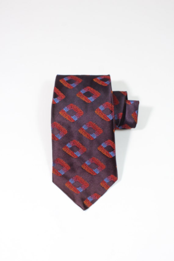 Vintage Tie. 1950s 60s MCM Geo Pattern Dress Tie. Pur… - Gem
