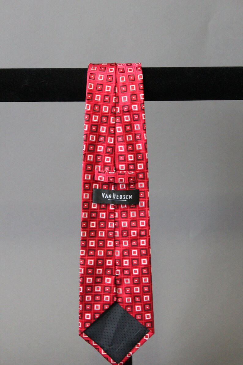 Mens Dress Tie. Red Black White Square Geo Square Pattern Tie. - Etsy
