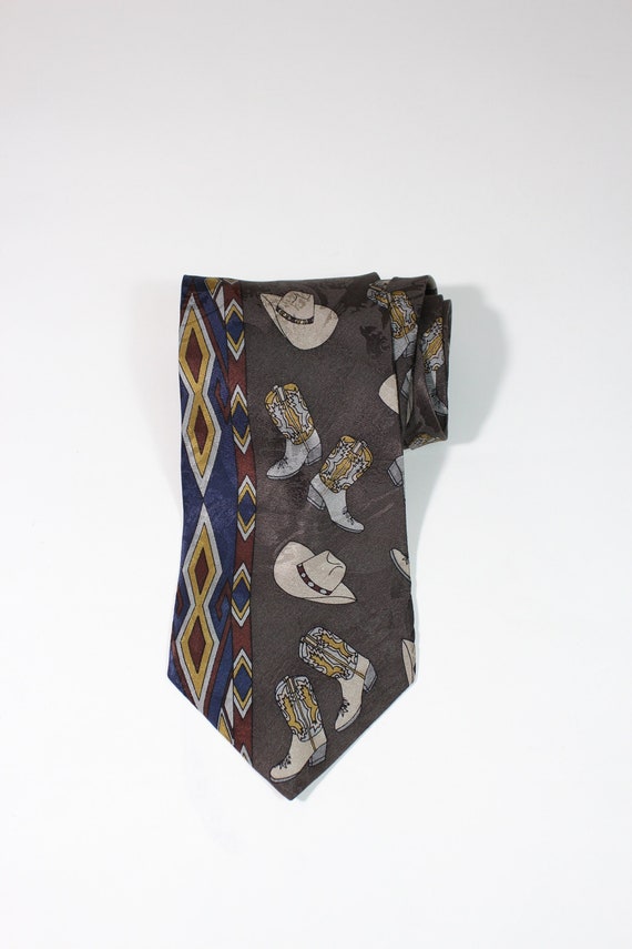 Vintage,Roper Brown Silk Western Tie - Gem