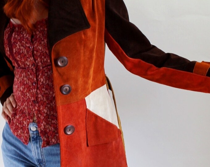 Sale 1970s Patchwork Suede Jacket. Brown Cream Rust. Boho. - Etsy