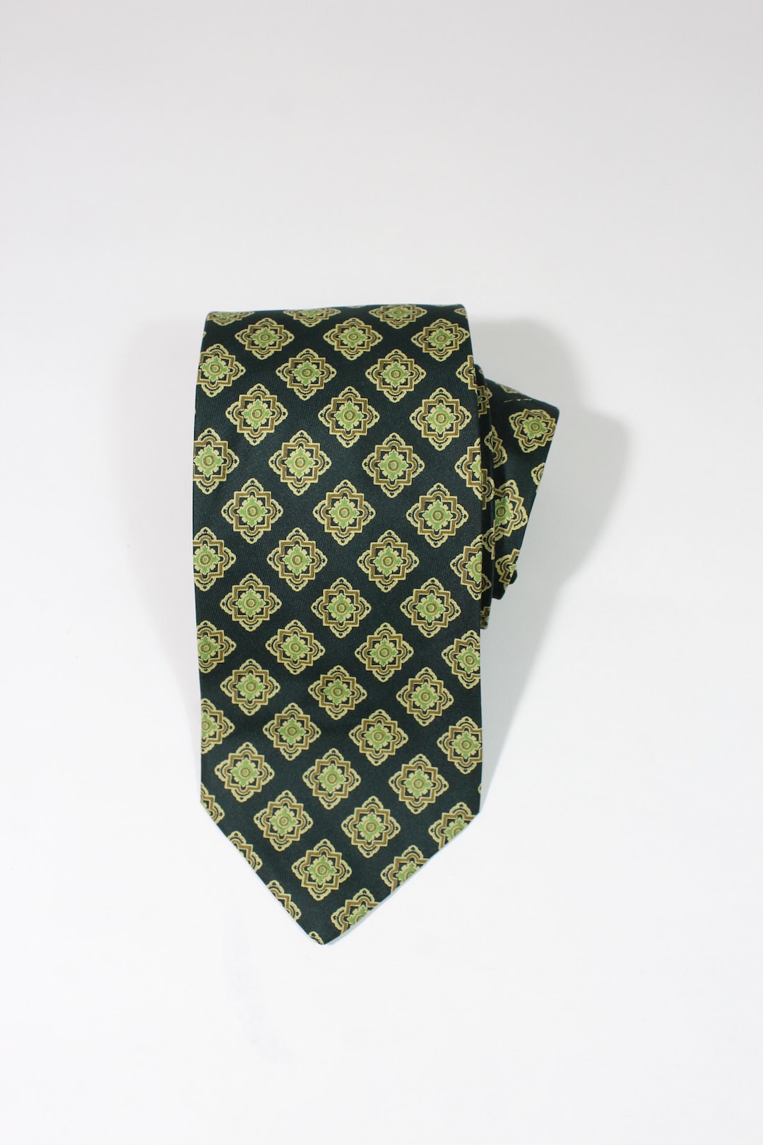 Vintage 1950s Art Deco Diamond Pattern Dress Tie. Blue Tie With Black ...