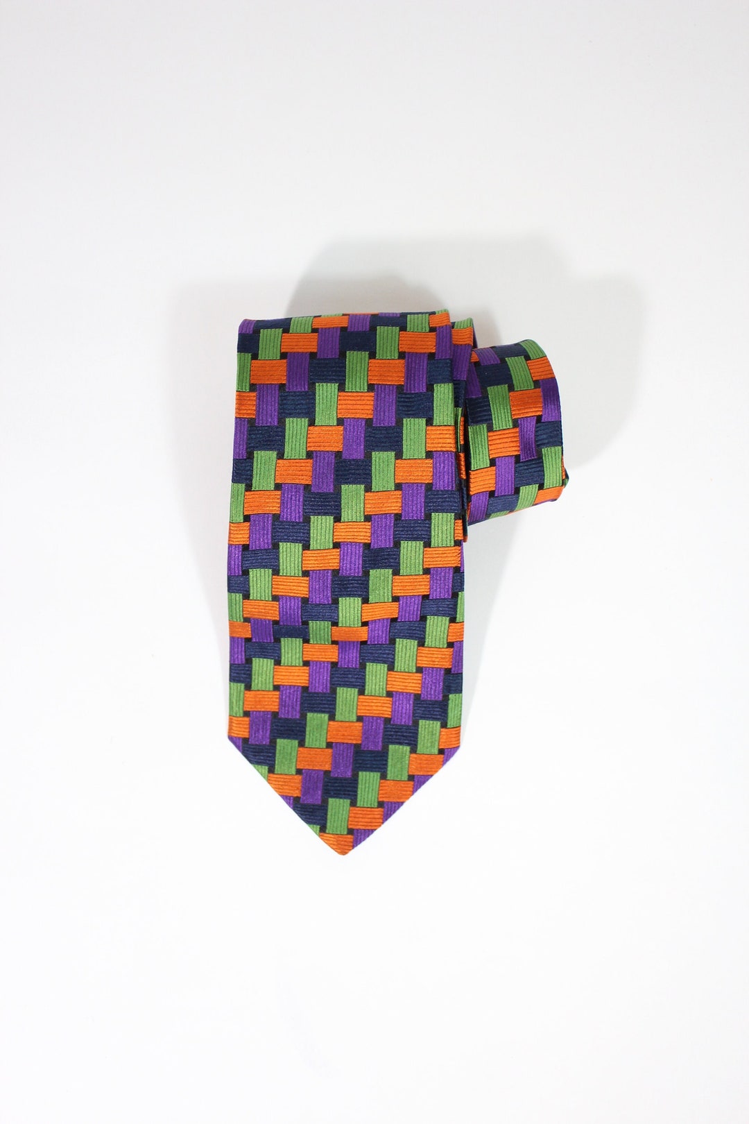 Harrods Dress Tie. Modern Basket Weave Pattern Silk Dress Tie. Navy ...