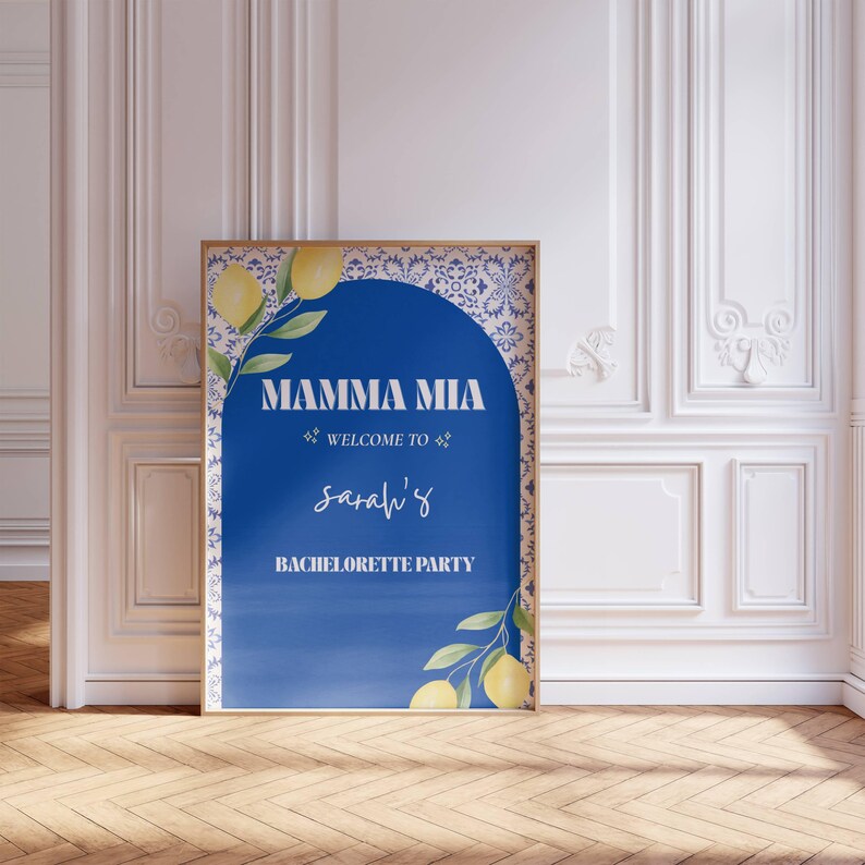 Mamma Mia Bachelorette Welcome Sign | Editable Canva Hens Party Poster ...