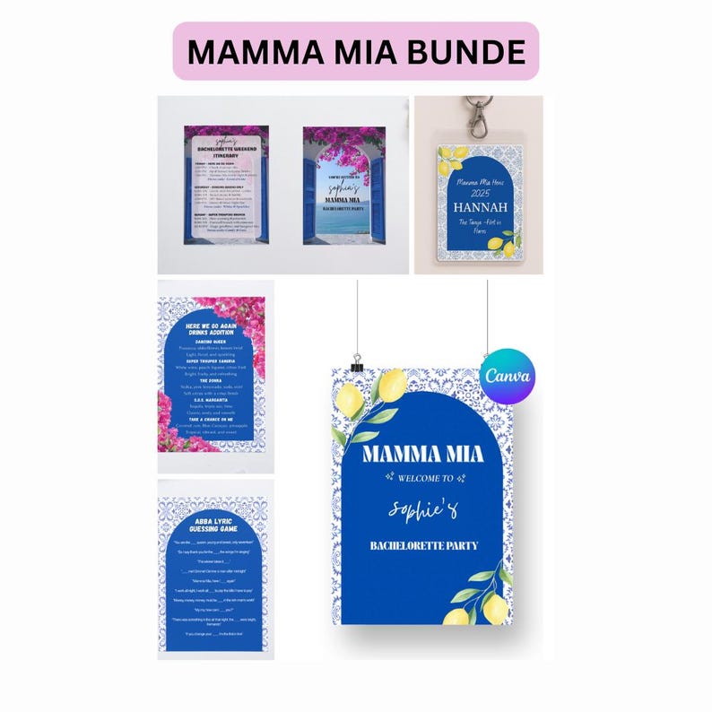 Editable Mamma Mia Hen Party Bundle – ABBA Themed Canva Templates for ...