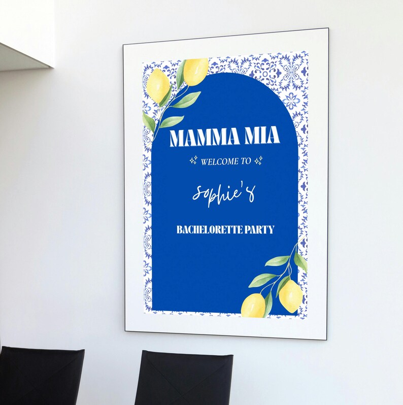 Mamma Mia Bachelorette Welcome Sign | Editable Canva Hens Party Poster ...