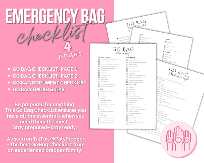 Emergency Go Bag Checklist: Prepper Survival Guide (printable Digital ...