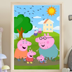 A1/A2/A3 Peppa Pig Family Poster Digital Print Download Room Decor - Etsy