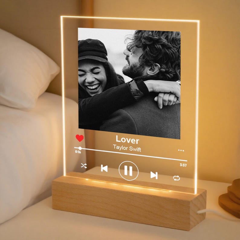 Personalized Music Photo LED Night Light: Custom Song Plaque Valentine ...