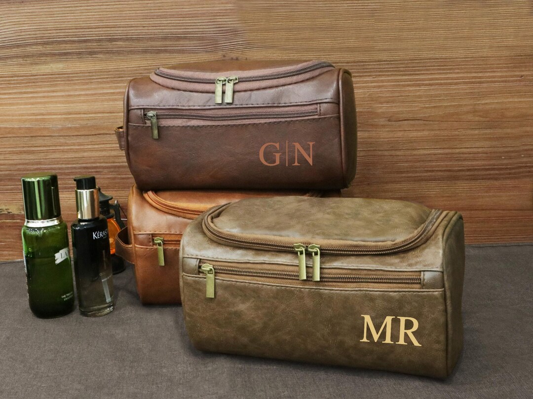 Personalized Leather Dopp Kit: Engraved Groomsmen Gift, Travel Toiletry ...