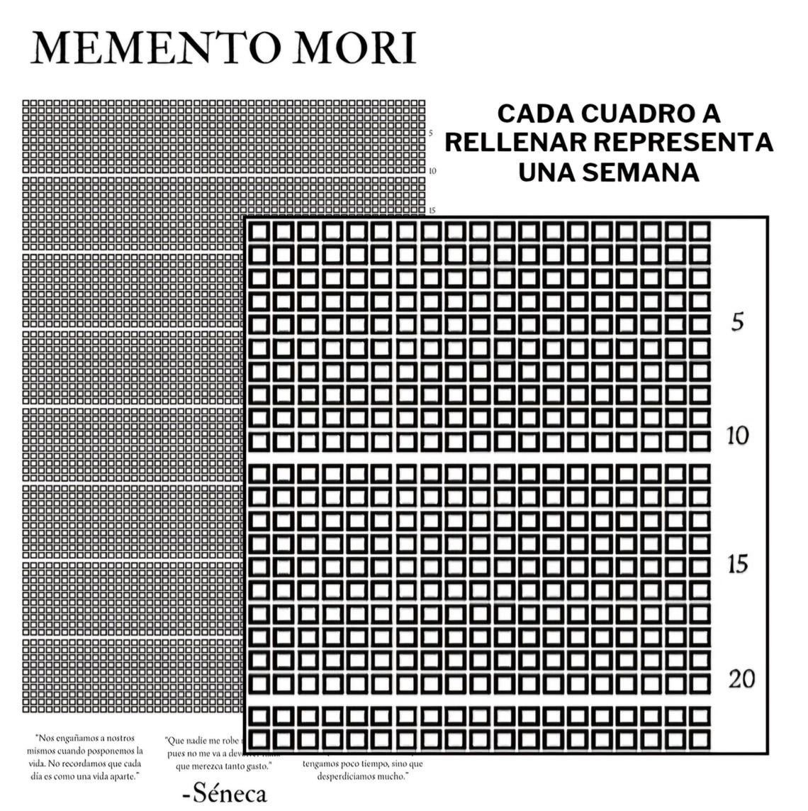 Calendario Memento Mori, Calendario De Vida, Calendario Estoico, Calendario De Semanas De Mi ...