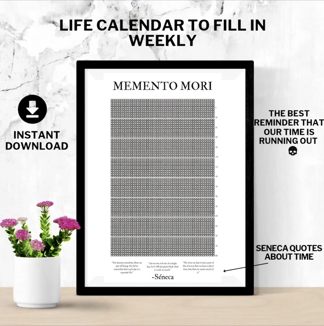 Memento Mori Calendar, Life Calendar, Stoic Calendar, Weeks of My Life ...