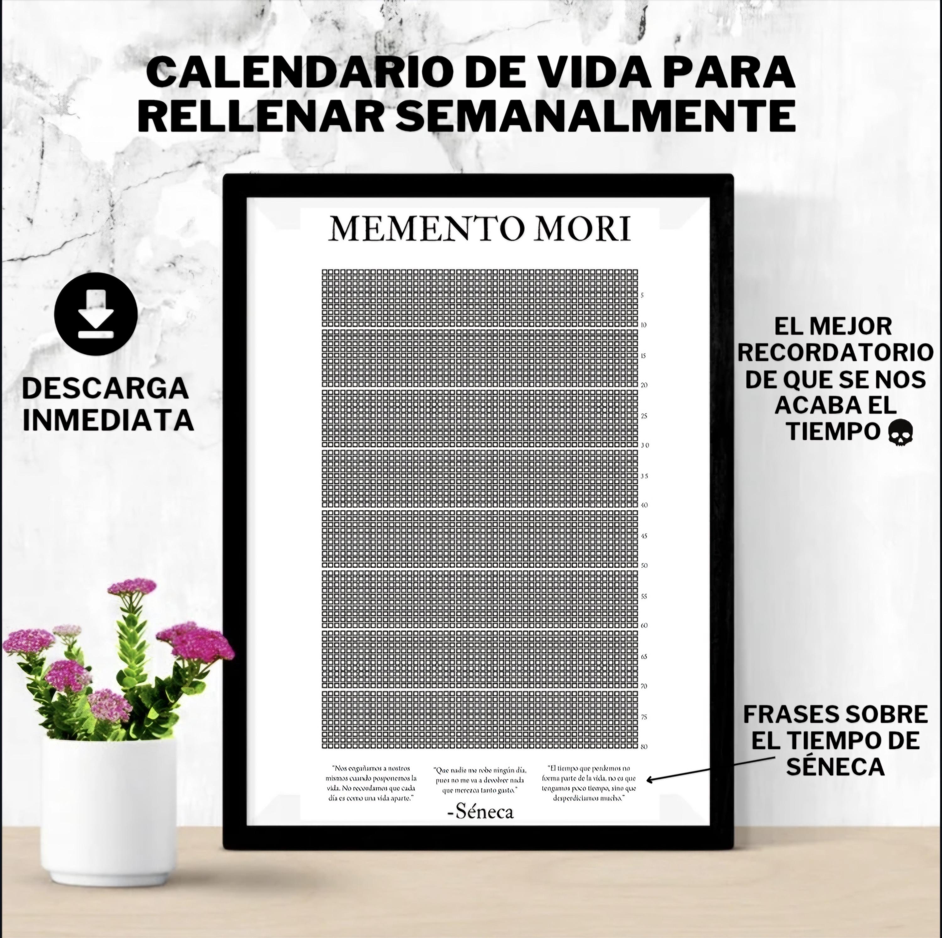 Calendario Memento Mori, Calendario De Vida, Calendario Estoico, Calendario De Semanas De Mi ...