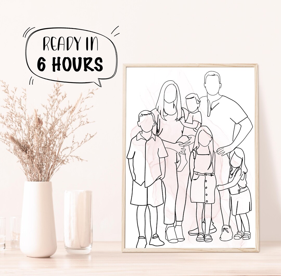 Line Drawing Custom Faceless |personalised Line Art | Line Illustration ...