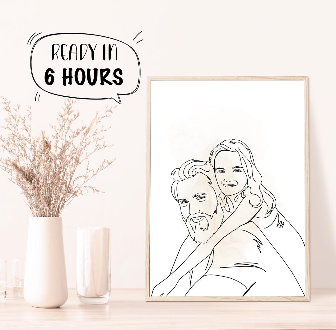Family Line Art Drawing, Custom Line Drawing, Personalized Mother Gift ...