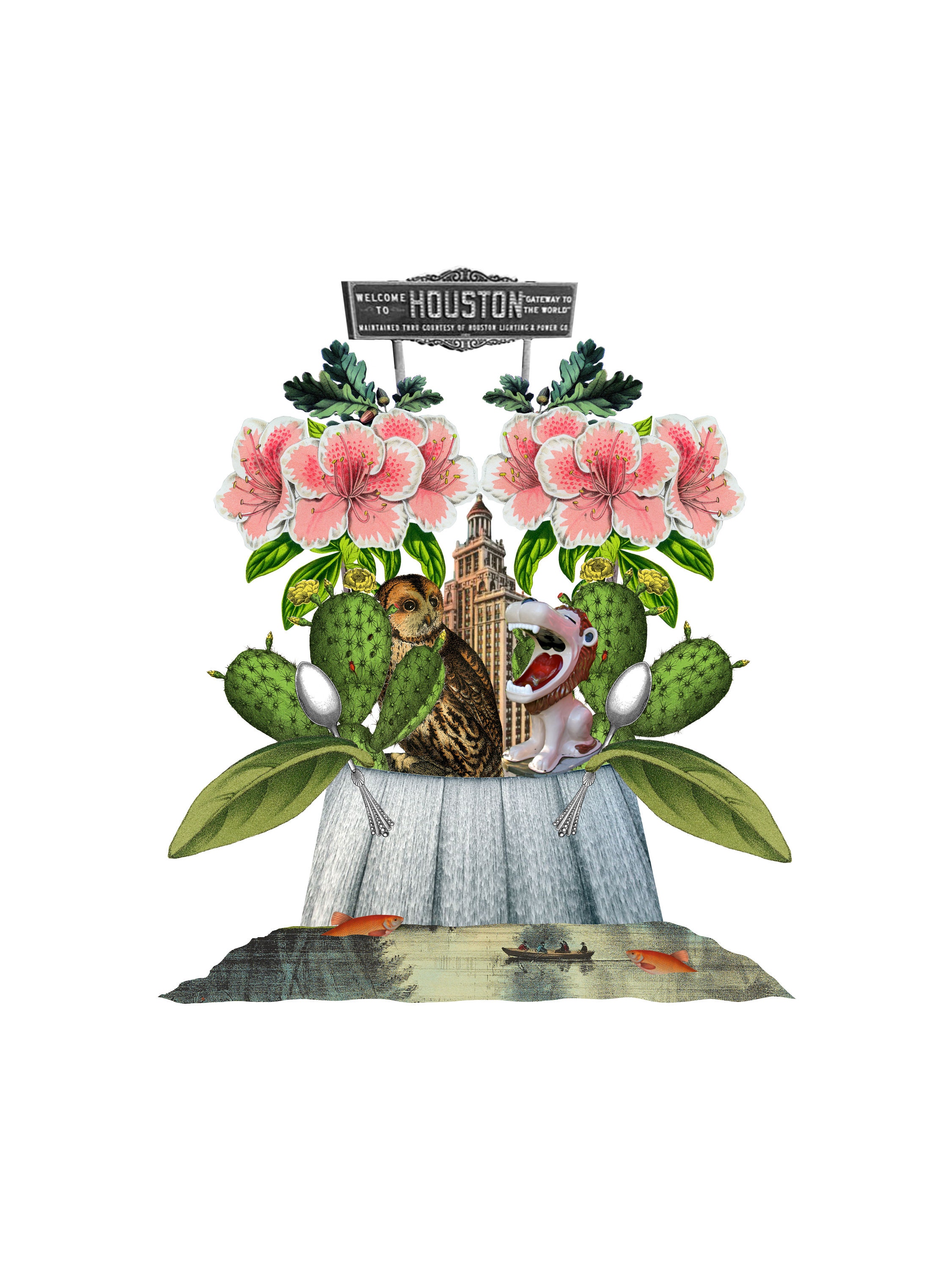 Houston Botanical Digital Collage Print - Etsy