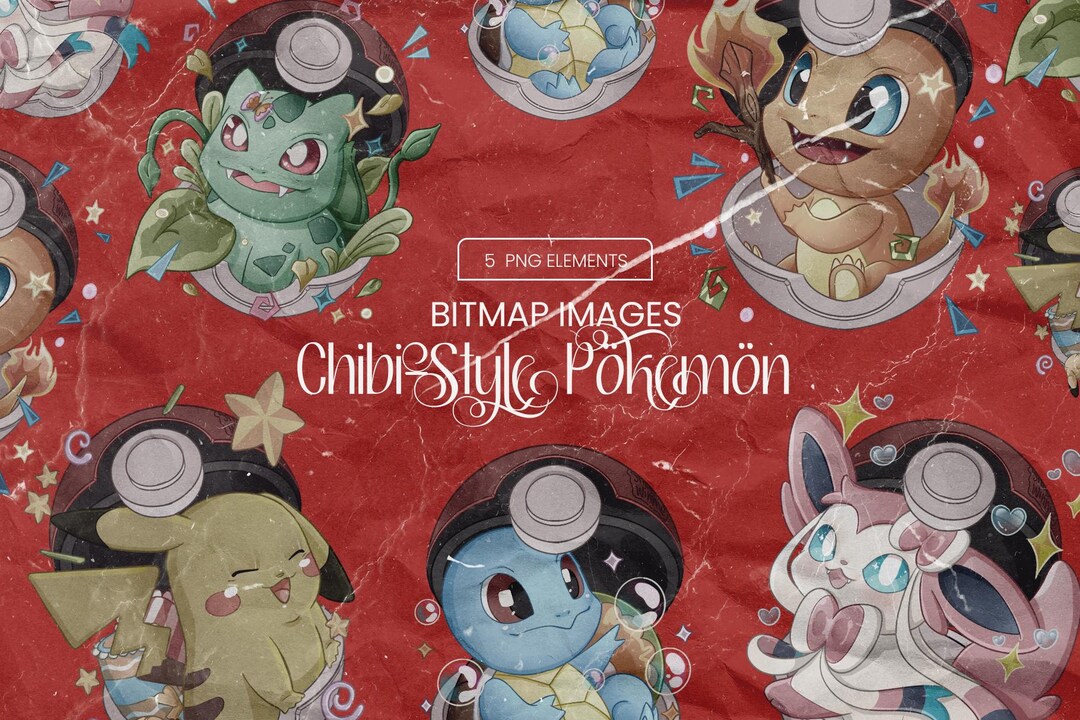 Chibi-style Pokemon Digital Art, Digital Illustration, Printable Art ...