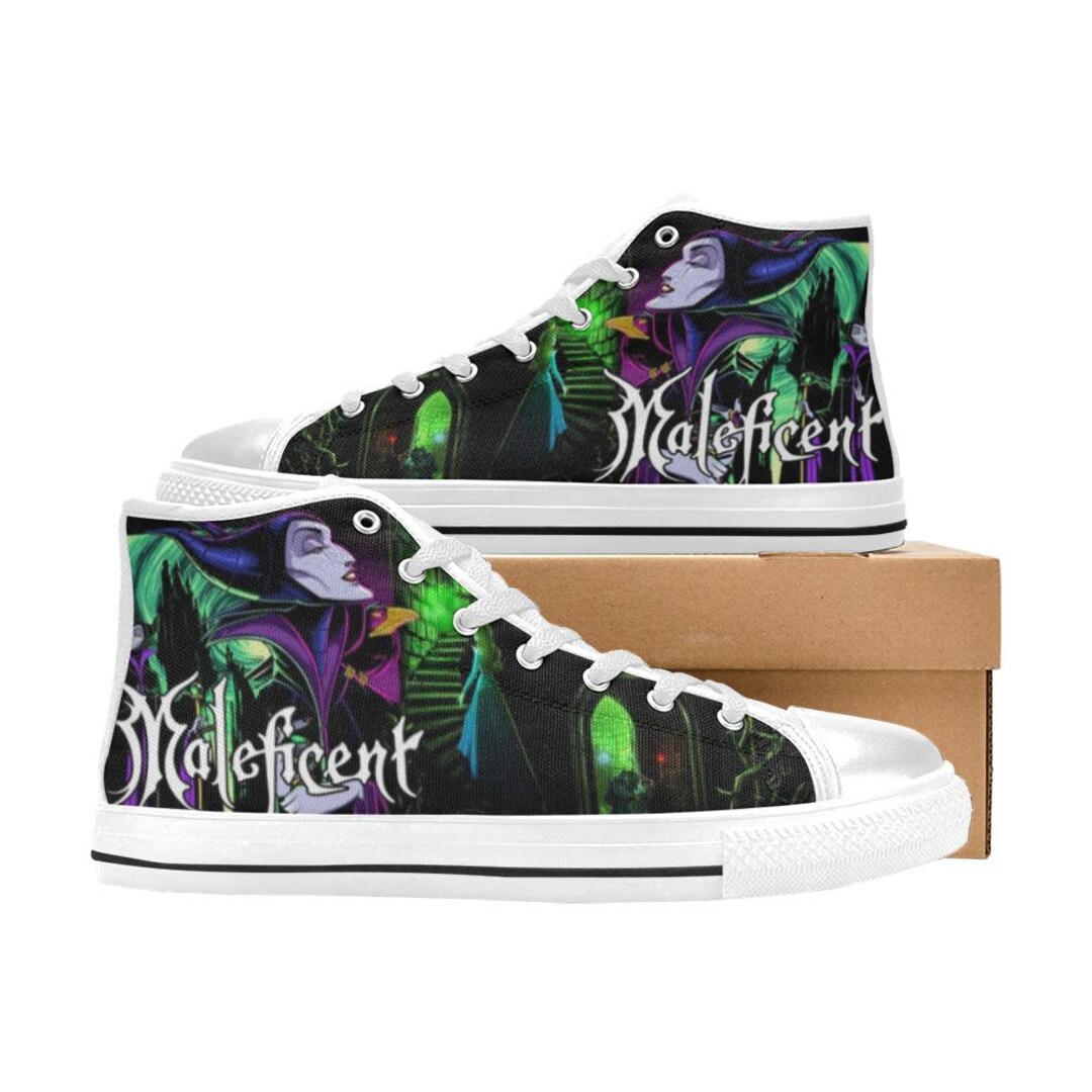 Maleficent High Top Shoes Custom Canvas Sneakers Unisex for Kids or ...