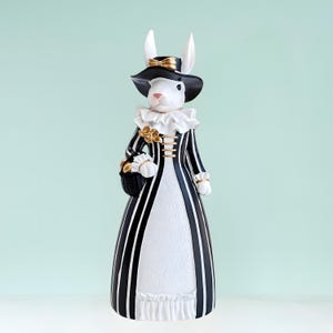 Luxury Victorian Rabbit Figurines | Black & White Bunny Decor | Elegant ...