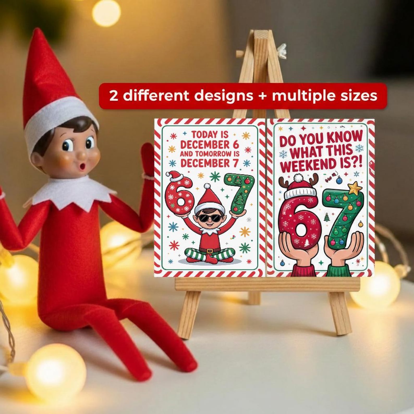 Printable 6 7 Elf on the Shelf Prop | Elf Letter for 67 Poster | Six Seven Ornament Funny ...